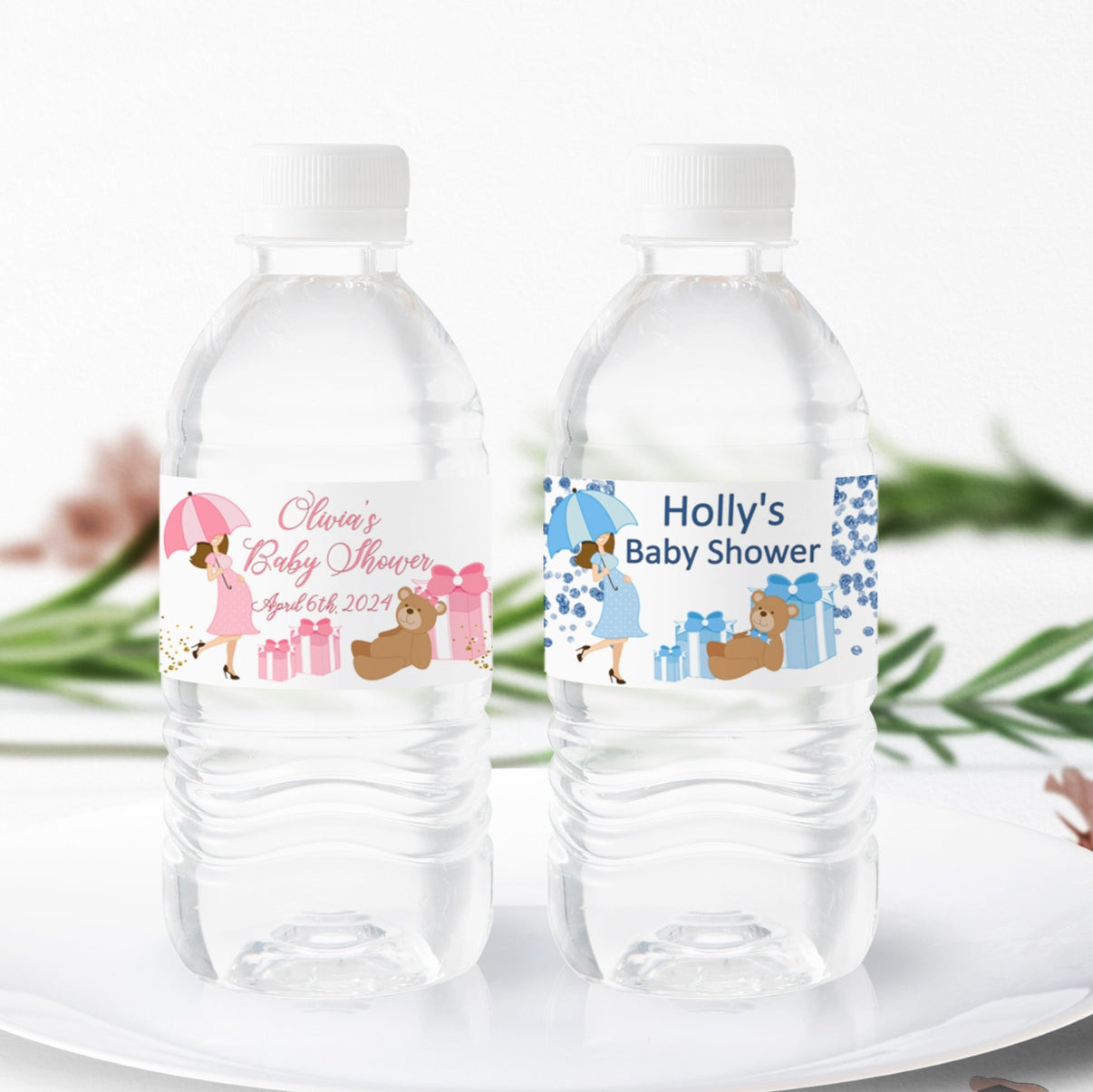 Personalized Water Bottle Labels Boy Girl Baby Shower Party Decoration ...